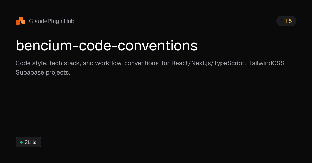 bencium-code-conventions - Claude Code Plugin | ClaudePluginHub