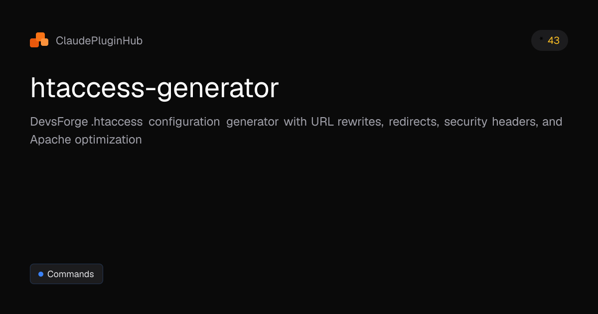 htaccess-generator - Claude Code Plugin | ClaudePluginHub