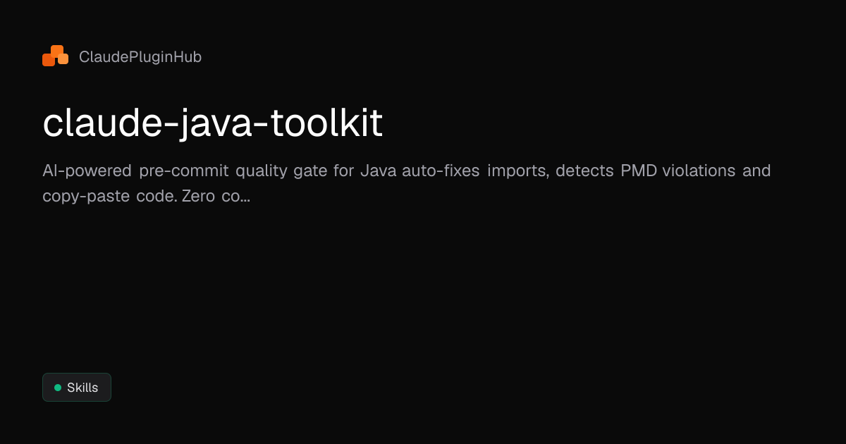 claude-java-toolkit - Claude Code Plugin | ClaudePluginHub