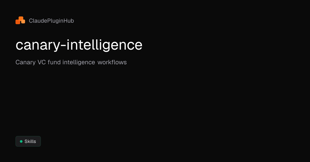 canary-intelligence - Claude Code Plugin | ClaudePluginHub