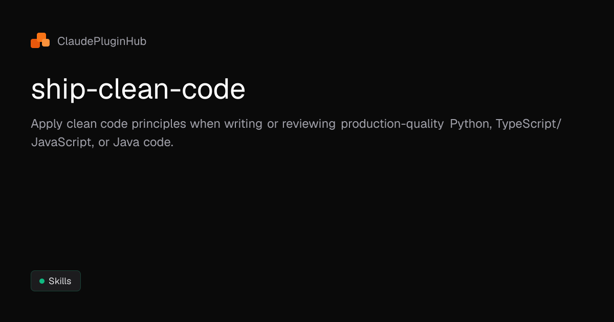 ship-clean-code - Claude Code Plugin | ClaudePluginHub
