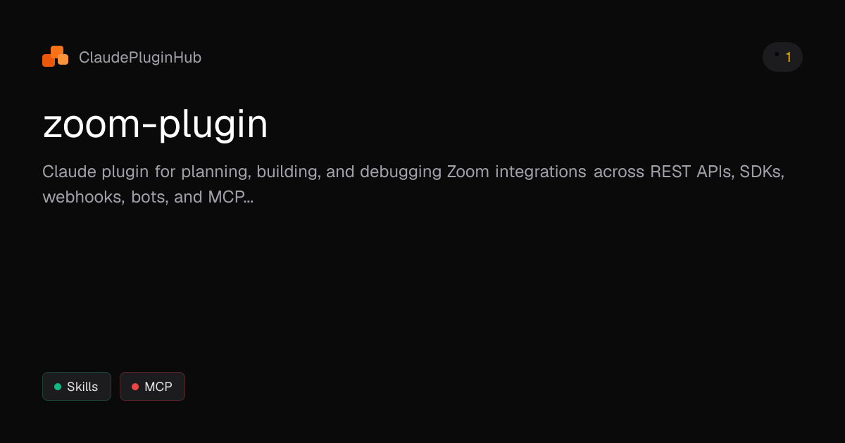 zoom-plugin - Claude Code Plugin | ClaudePluginHub